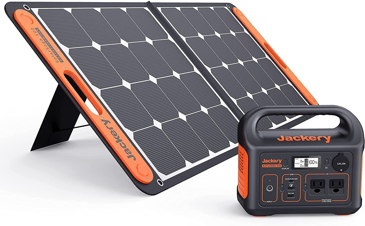 Explore 300 Portable Power Station + 1XSolarSaga 100W： Jackery Portable Solar Generator for Outdoor Adventure Car Camping