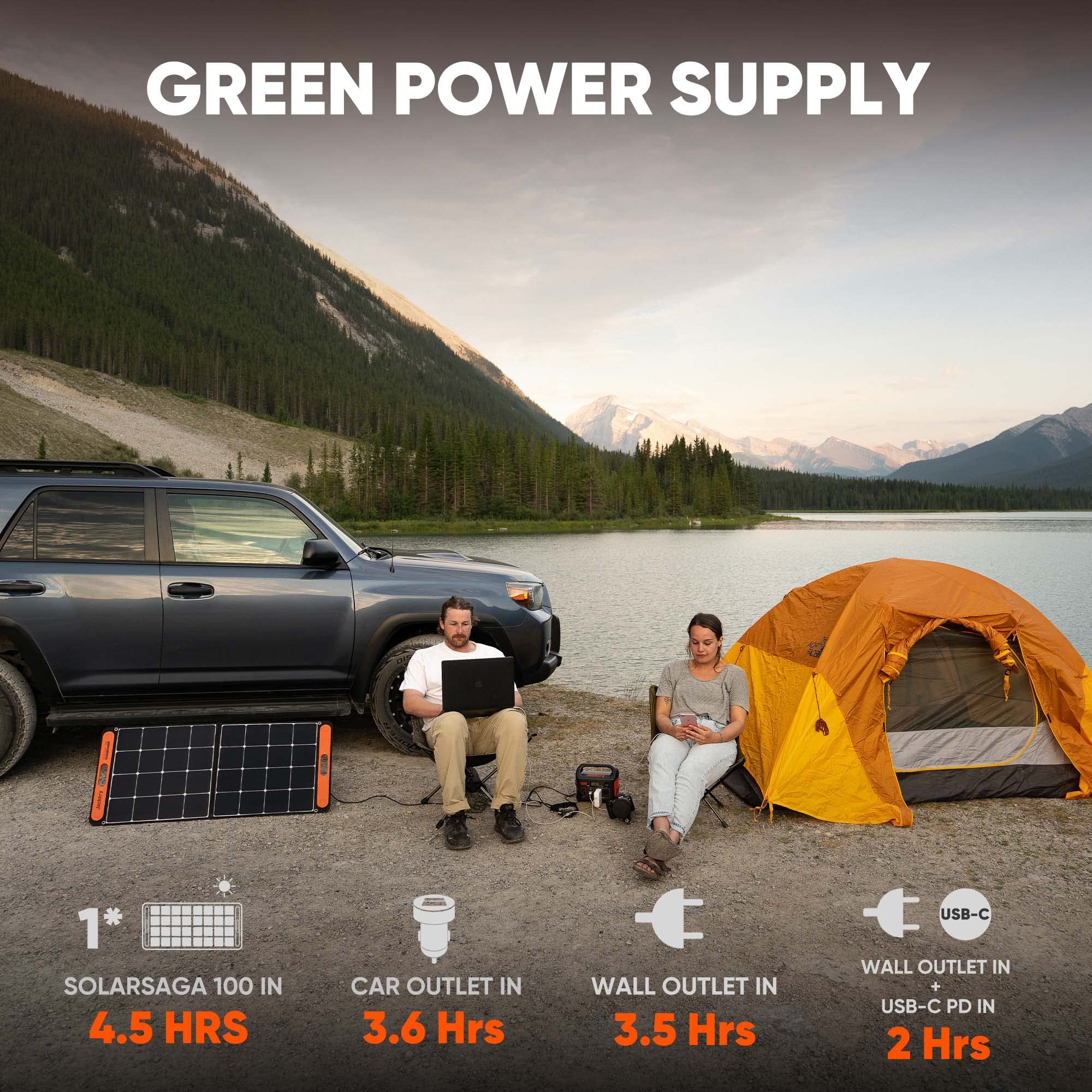 Explore 300 Portable Power Station + 1XSolarSaga 100W： Jackery Portable Solar Generator for Outdoor Adventure Car Camping