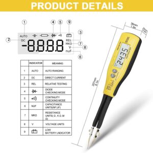 Digital SMD Tester - Auto Ranging 6000 Count, Handheld Mini DMM Resistance Ohmmeter, Capacitance Diode Continuity Battery Test, Portable Tweezers SMD Reader (ANNMETER AN-990C)