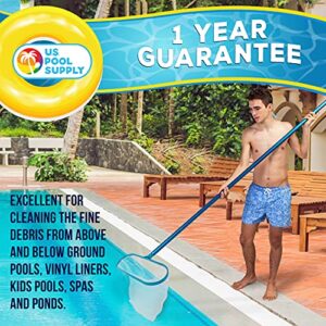 U.S. Pool Supply Professional Swimming Pool Leaf Rake Net - Cleans Out Debris Fast, Pool Maintenance - Clean Pool Liners, Spas, Ponds and Kids Inflatable Pool