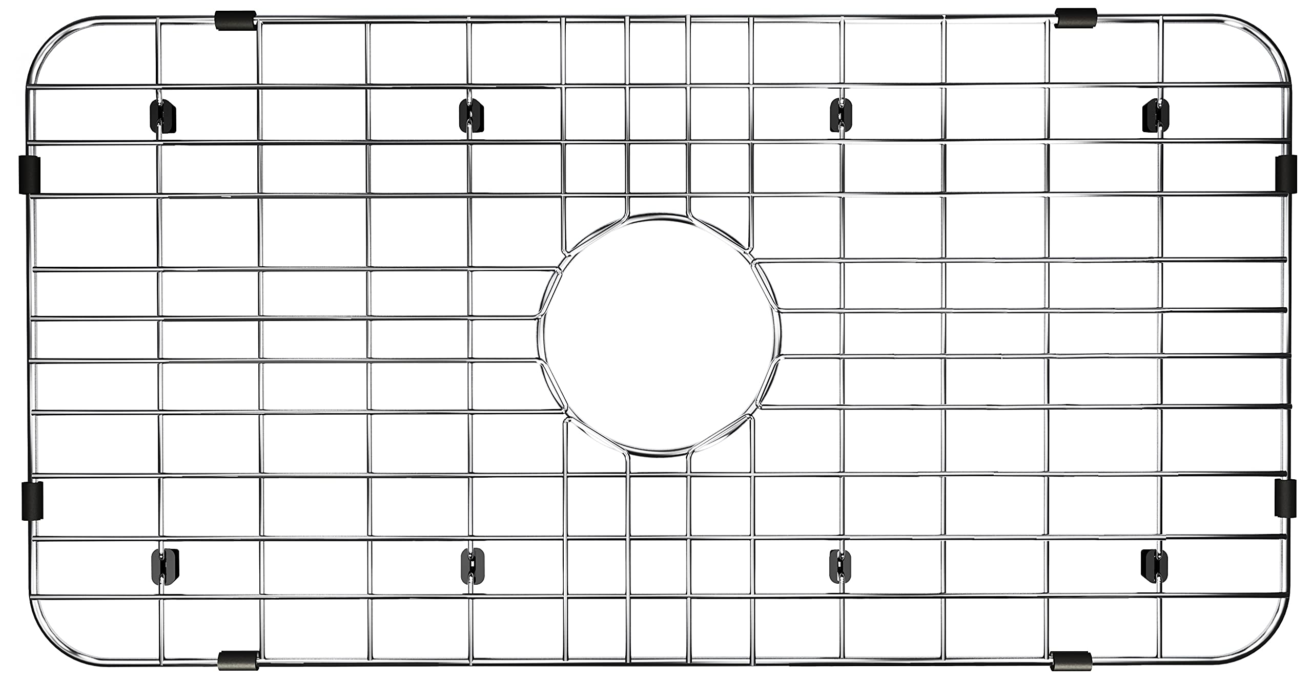 Alonsoo Kitchen Sink Grid and Sink Protectors, 25-1/8" x 12-7/8" Stainless Steel Sink Grate Sink Grids for Bottom of Kitchen Sink Centered Drain with Corner Radius1-1/2", Stainless Steel