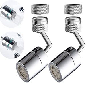 2 Pack 720 Degree Swivel Faucet Aerator, Large-Angle Rotating Splash Filter Faucet, Dual-Function 2-Flow Sprayer Faucet Head, Big Angle Sink Sprayer Attachement-15/16 Inch-27UNS Male Thread Faucet