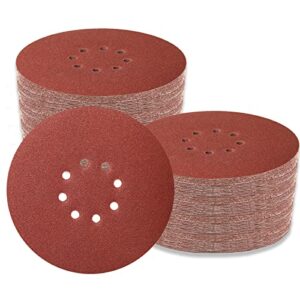 70 pcs 9 inch sanding disc hoop and loop sanding disc self stick 8 hole sandpaper discs assorted 60/80/120/150/180/240 grit for drywall sander