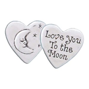 basic spirit pocket token coin - heart love to moon coin - handcrafted pewter, love gift for men and women, coin collecting