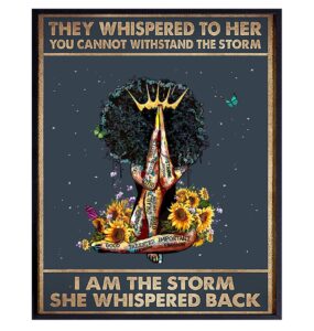 they whispered to her you cannot withstand the storm - black woman motivational wall art - african american women, girls, teens - inspirational positive quotes wall art - uplifting encouragement gifts