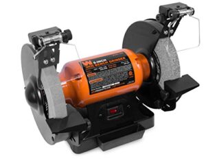 wen bg4282 4.8-amp 8-inch single speed bench grinder with led work lights, 14 x 10 x 11.75 inches, black and orange