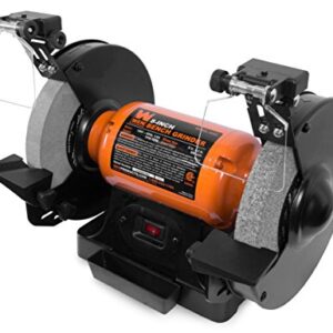 WEN BG4282 4.8-Amp 8-Inch Single Speed Bench Grinder with LED Work Lights, 14 x 10 x 11.75 inches, Black and Orange