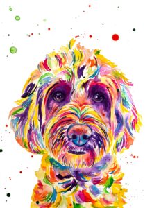 watercolor goldendoodle art print