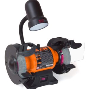 WEN BG4276 2.1-Amp 6-Inch Single Speed Bench Grinder with Flexible Work Light, Black,orange