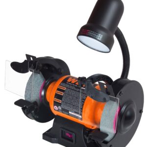 WEN BG4276 2.1-Amp 6-Inch Single Speed Bench Grinder with Flexible Work Light, Black,orange