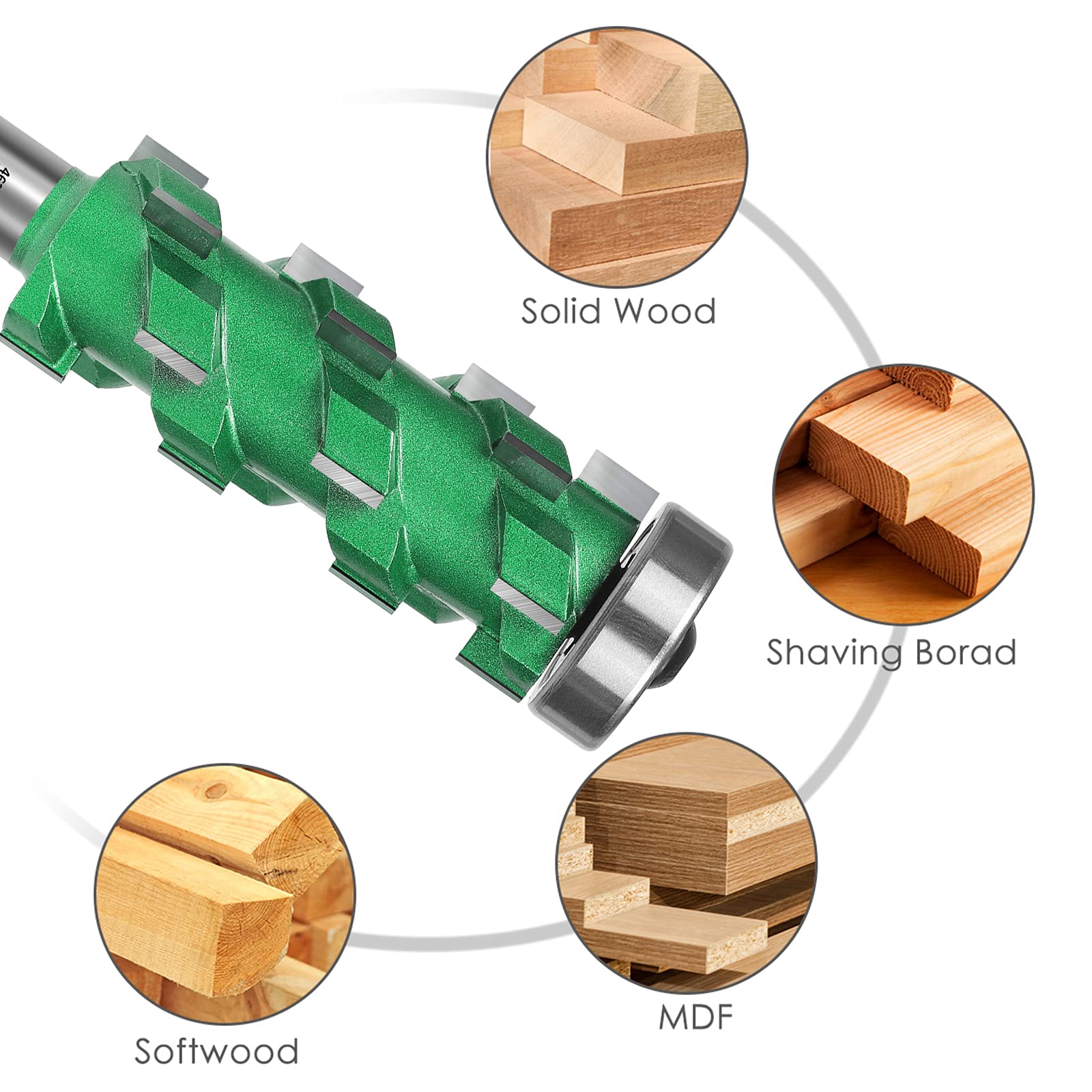 KOWOOD PRO Flush Trim Router Bit(20 Flutes) 1/2"Shank,2-3/4"Cut Length