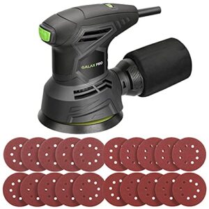 galax pro 2.0amp electric random orbital sander,6000-12000 rpm 6 variable speeds sander machine with 20pcs different sizes of sandpapers, dust collection bag for woodworking, sanding, polishing