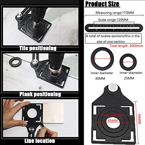 Multi-Angle Measuring Ruler,Multi Angle Tool,12-Sided Angle Measurement,Tile Holes Measure Ruler with 3-Holes Positioning Apertures,Upgrade Multi Angle Ruler/Metal/Black