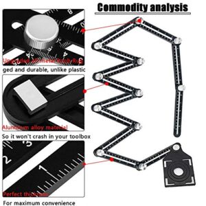 Multi-Angle Measuring Ruler,Multi Angle Tool,12-Sided Angle Measurement,Tile Holes Measure Ruler with 3-Holes Positioning Apertures,Upgrade Multi Angle Ruler/Metal/Black