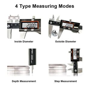 KETOTEK Digital Caliper Measuring Tool, IP54 Waterproof Stainless Steel Electronic Vernier Caliper 6 Inch/150mm Digital Micrometer with Large LCD Screen