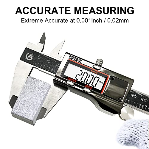 KETOTEK Digital Caliper Measuring Tool, IP54 Waterproof Stainless Steel Electronic Vernier Caliper 6 Inch/150mm Digital Micrometer with Large LCD Screen