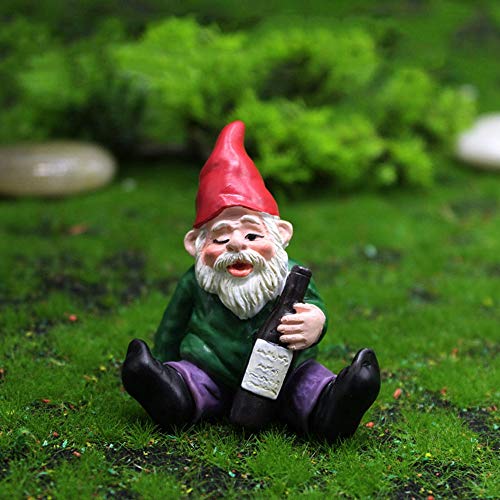 LIXIATIAN 4pcs Fairy Garden Accessories Decorations, Miniature Gardening Gnomes Figurines, Mini Resin Drunk Gnome Kit, Micro Landscape Dwarfs Statue Ornaments for Bonsai Plant Flower Pots Decor