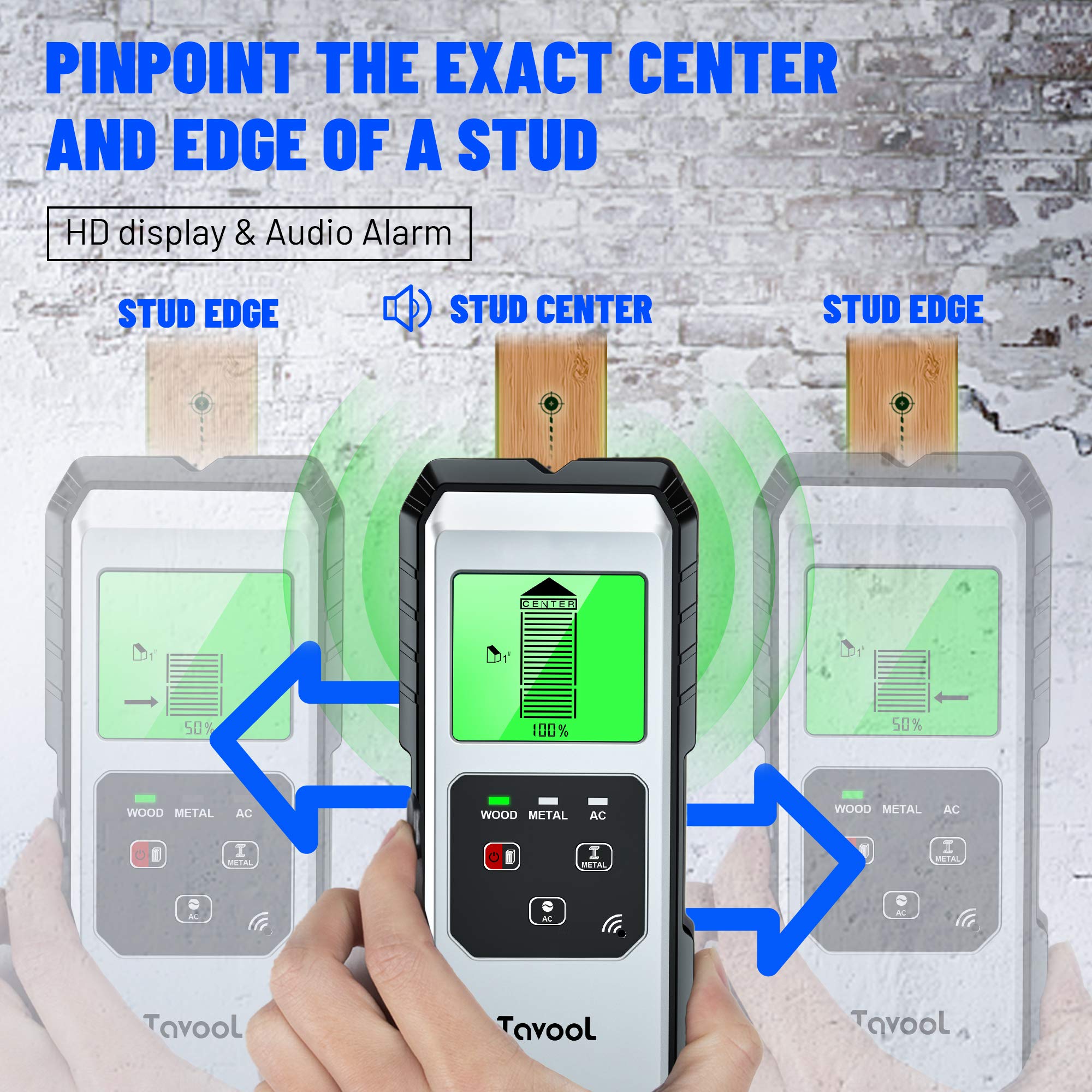 Stud Finder Wall Scanner Detector - Upgraded 6 in 1 Electronic Sensor Wood Wall Detector Beam Finder for Drywall Joist Pipe Live AC Wires Metal with Magnetic/Non-Magnetic, LCD Display & Sound Warning