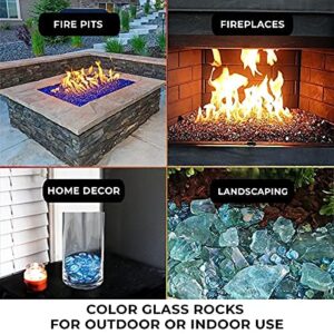 Z Zennister Fire Pit Glass Rocks,  High Luster, 1/2" Reflective Tempered Fire Glass in Copper, 10 Pound Jar  for Natural or Propane Fireplace, Crushed Glass Stones for Firepit, Garden or Patio