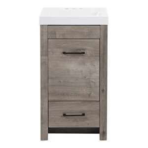 spring mill cabinets nixie freestanding bathroom vanity with 1-door cabinet, drawer, sink top, 18.5" w x 16.75" d x 34.38" h, white washed oak