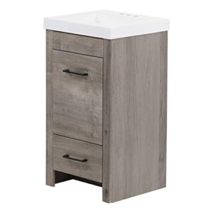 Spring Mill Cabinets Nixie Freestanding Bathroom Vanity with 1-Door Cabinet, Drawer, Sink Top, 18.5" W x 16.75" D x 34.38" H, White Washed Oak