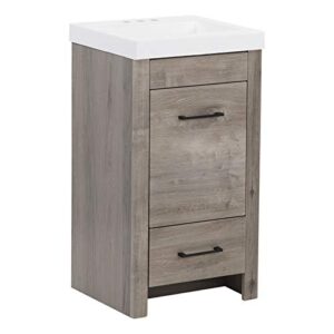 Spring Mill Cabinets Nixie Freestanding Bathroom Vanity with 1-Door Cabinet, Drawer, Sink Top, 18.5" W x 16.75" D x 34.38" H, White Washed Oak