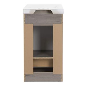 Spring Mill Cabinets Nixie Freestanding Bathroom Vanity with 1-Door Cabinet, Drawer, Sink Top, 18.5" W x 16.75" D x 34.38" H, White Washed Oak