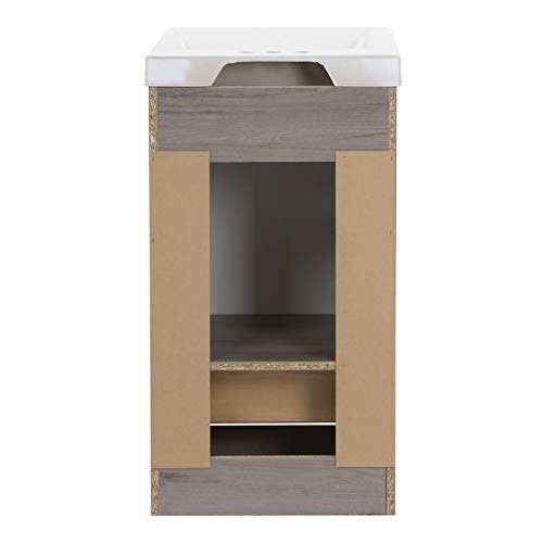 Spring Mill Cabinets Nixie Freestanding Bathroom Vanity with 1-Door Cabinet, Drawer, Sink Top, 18.5" W x 16.75" D x 34.38" H, White Washed Oak