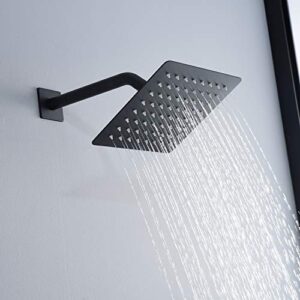 sumerain Matte Black Shower Faucet Set with Waterfall Tub Spout and Handheld Shower Head, Anti-scalding Pressure Balance Valve