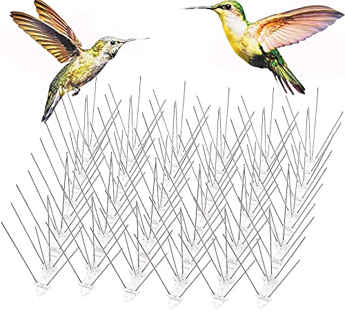 GeBot Bird Spikes for Small Birds, Bird Deterrent Spikes Stainless Steel Pigeon Spikes for Fence Roof Mailbox Window (3.3Ft 4 Strips(Uninstalled Spikes))