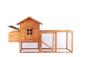 chicken coop outdoor wooden rabbit hutch poultry house with chicken run cage, egg box & waterproof roof (80")