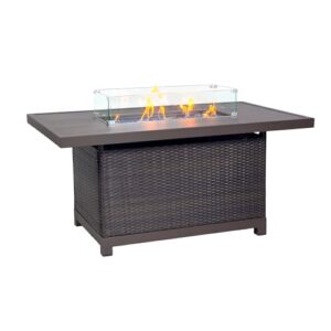 Kinger Home Novi Rattan 52-Inch Outdoor Patio Propane Gas Fire Pit Table, CSA Certified 50,000 BTU Firepit, Brown Aluminum Frame