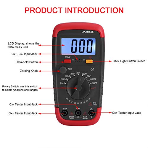 Digital Capacitor Meter Tester, LCD Display Digital Capacitor Meter Tester 6013L