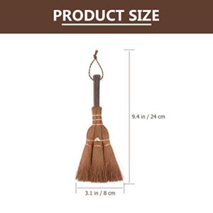 YARDWE Mini Palm Broom Natural Whisk Sweeping Hand Handle Broom Small Tea Ceremony Broom Desk Cleaning Brush for Dining Room Tables Countertop Brown 2