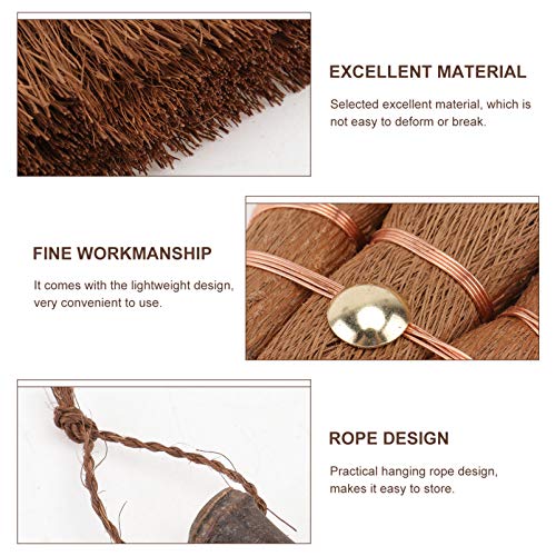 YARDWE Mini Palm Broom Natural Whisk Sweeping Hand Handle Broom Small Tea Ceremony Broom Desk Cleaning Brush for Dining Room Tables Countertop Brown 2