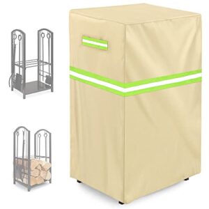 firewood rack cover -17"l × 13"w × 30"h 420d oxford fabric waterproof, 2-tier outdoor firewood holder cover, khaki cover only