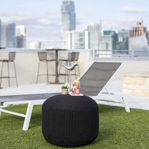 BIRDROCK HOME Outdoor Pouf Ottoman | Outdoor Patio Waterproof Foot Rest | Large Pouf for Living Room | Black