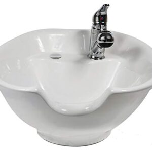 933 WHITE TILTING Ceramic Porcelain Salon or Barber Shampoo Bowl w/Faucet & Assembly + FREE YS Park Shark Clips