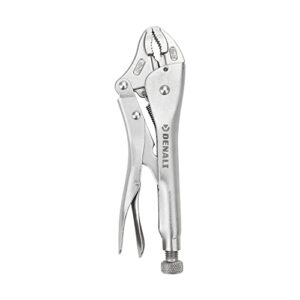 amazon brand - denali 10-inch, locking pliers with wire cutter and curved jaw, silver