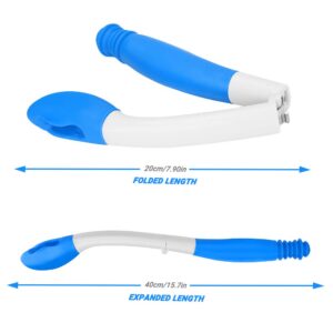 Foldable Toilet Aids for Wiping, Jhua 15.7" Long Reach Comfort Butt Wiper with PV Carrying Bag, Bottom Buddy Wiping Aid Tools, Toilet Paper Aids Tools Tissue Grip Self Wipe Assist Holder, Blue