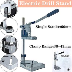 NICCOO Drill Press Stand For Hand Drill, Adjustable Bench Clamp Drill Press Floor Stand Workbench Repair Tool for Drilling Collet Workshop,Single Hole Aluminum base (for Small Jobs)