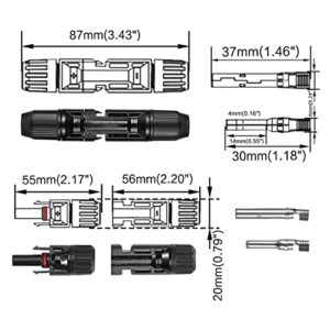 jamgoer 20FT 10AWG Solar Panel Extension Cable with Male and Female Connectors with Extra Free Connectors and Solar Connector Pins for Solar Panel (6M Red +6M Black)