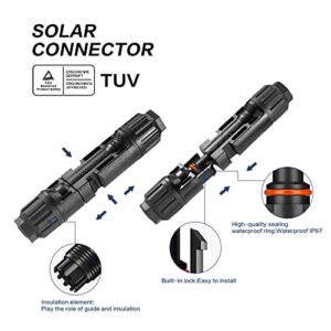 jamgoer 20FT 10AWG Solar Panel Extension Cable with Male and Female Connectors with Extra Free Connectors and Solar Connector Pins for Solar Panel (6M Red +6M Black)