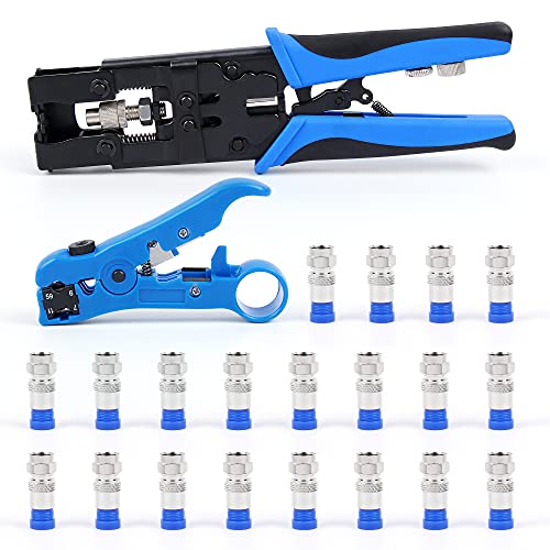 Knoweasy BNC Cable Crimper and Coaxial Compression Tool Kit - Multifunctional Compression Connector Adjustable Tool Set for RG59, RG6, F, BNC, RCA and Coaxial Cable Crimping Tool