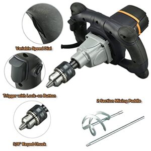 MAXXT Mixer 12A Single Paddle Concrete/Mortar Mixer, 5/8" Keyed Chuck,Soft Start,Come w/100mm Large Spiral Mixing Paddle