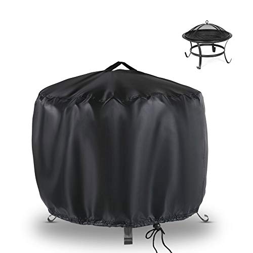 Persever Outdoor Fire Pit Cover Round,20 Inch Waterproof Firepit Cover Round,Windproof,with Handles and Drawstring Black 20 x 14 inch Round:20 x 14 inch