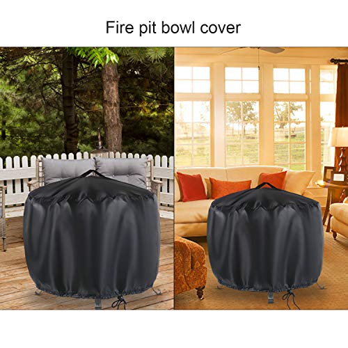 Persever Outdoor Fire Pit Cover Round,20 Inch Waterproof Firepit Cover Round,Windproof,with Handles and Drawstring Black 20 x 14 inch Round:20 x 14 inch