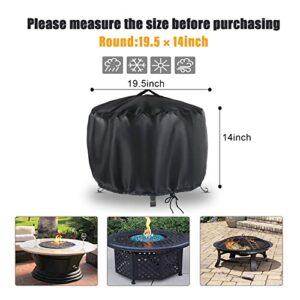 Persever Outdoor Fire Pit Cover Round,20 Inch Waterproof Firepit Cover Round,Windproof,with Handles and Drawstring Black 20 x 14 inch Round:20 x 14 inch