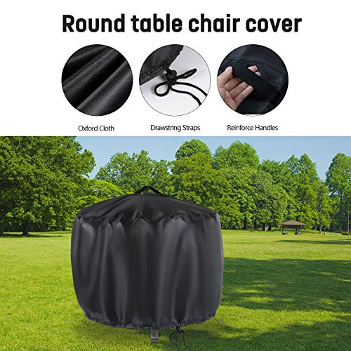 Persever Outdoor Fire Pit Cover Round,20 Inch Waterproof Firepit Cover Round,Windproof,with Handles and Drawstring Black 20 x 14 inch Round:20 x 14 inch