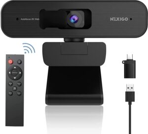 zoom certified, nexigo n940p 2k zoomable webcam with remote and software controls | sony starvis sensor | 1080p@ 60fps | 3x zoom in | dual stereo microphone, for zoom/skype/teams/webex (black)